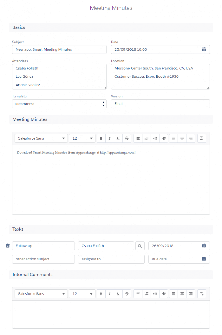 Smart Meeting Minutes app for Salesforce | Attention CRM Consulting